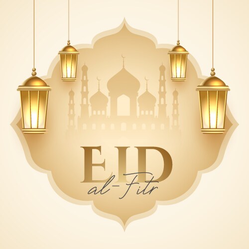 Elegant eid al fitr greeting background with Vector Image