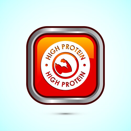 High protein icon label design Royalty Free Vector Image