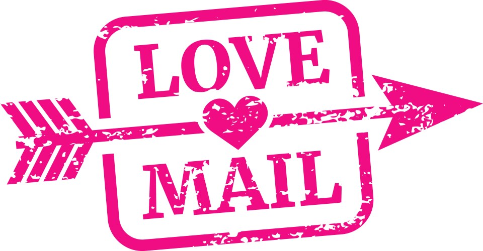 Romantic post stamp love mail grunge label Vector Image