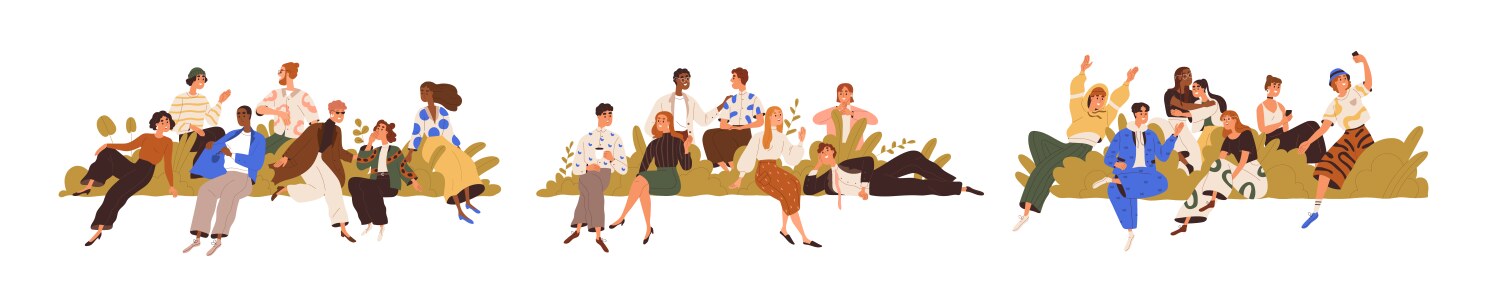 Large group people standing together forming Vector Image