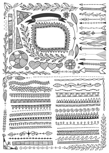 Set of hand drawing page dividers borders Vector Image