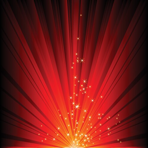 Abstract red and green light rays on black Vector Image