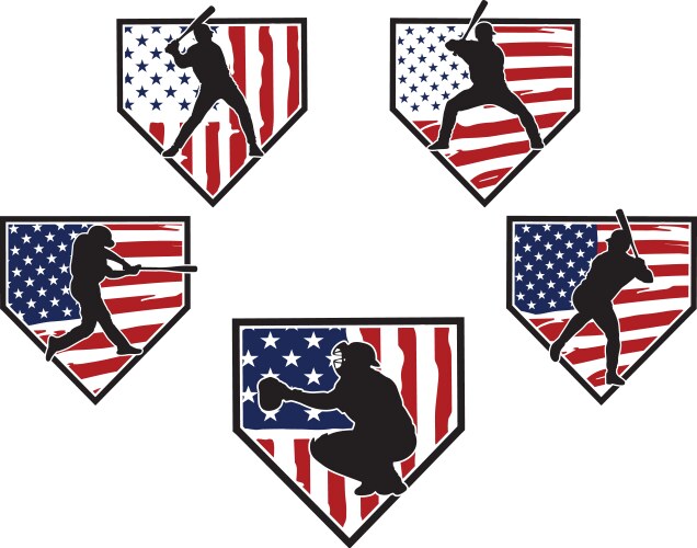 Softball men home plate baseball us flag Vector Image