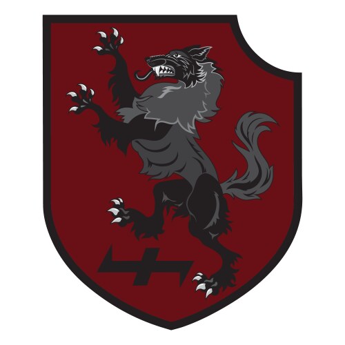 Design patch heraldic shield with a werewolf Vector Image