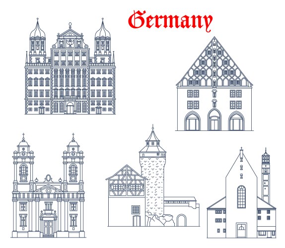 Architecture buildings of germany icons Royalty Free Vector