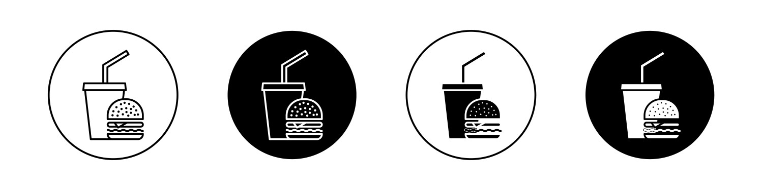 Hamburger and soft drink cup icon set fast food Vector Image