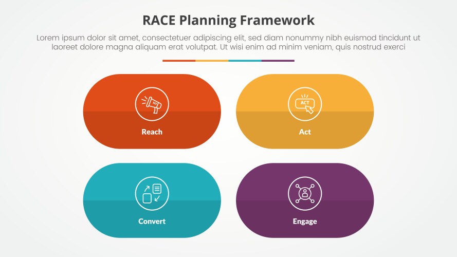 Race framework infographic concept for slide Vector Image