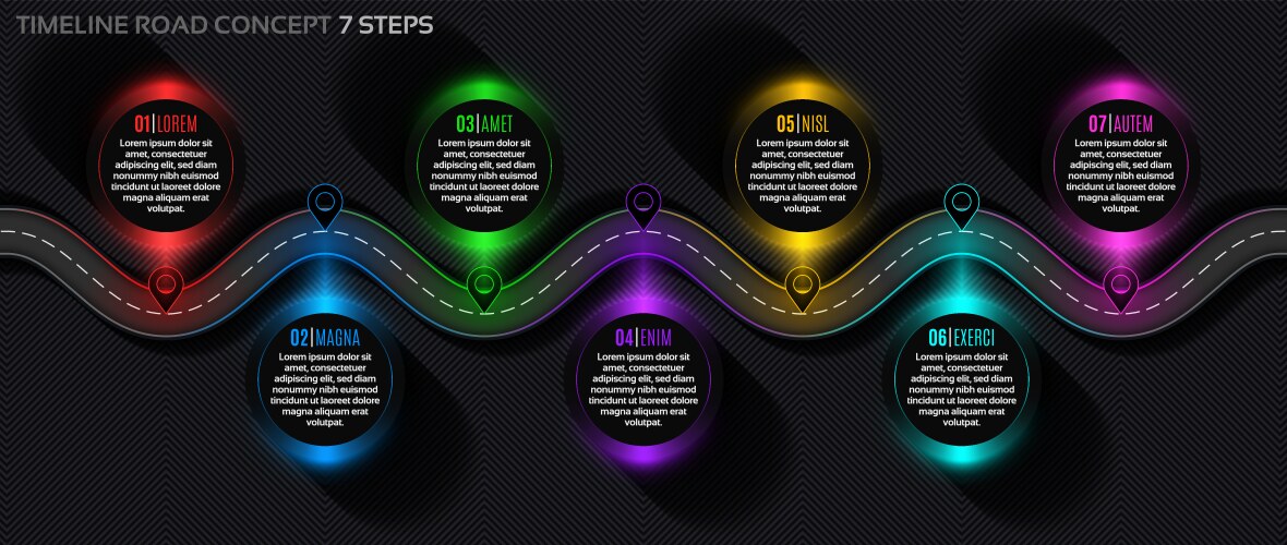 Abstract infographic design 7 steps Royalty Free Vector