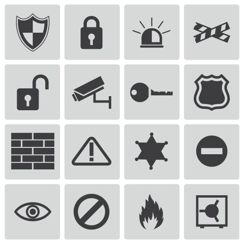 Security and warning icons simplus series Vector Image