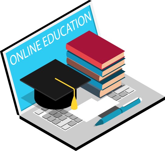 Distant student computer composition Royalty Free Vector