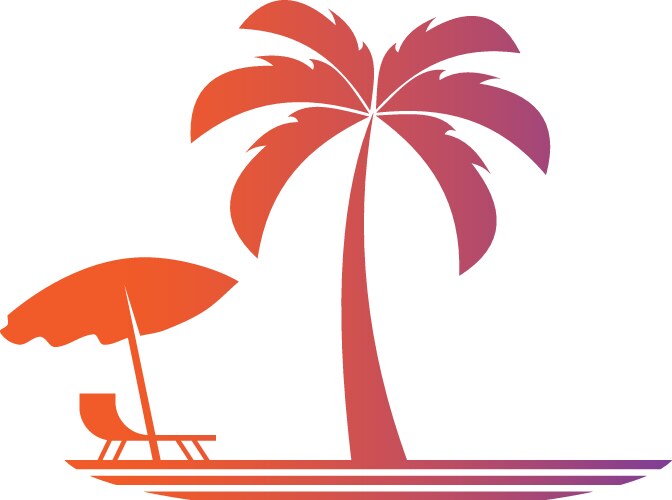 Circle palm tree logo image Royalty Free Vector Image