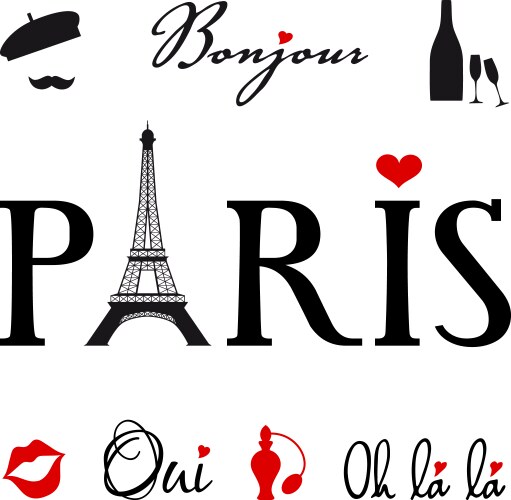 I love paris lettering with eiffel tower Vector Image