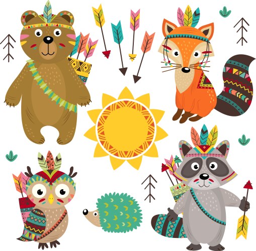 Woodland tribal animals volume 2 Royalty Free Vector Image