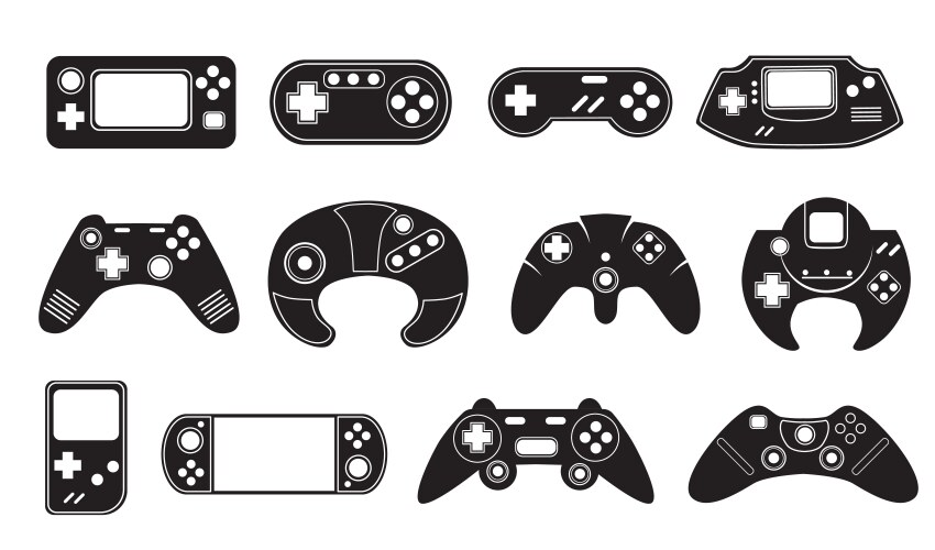 Video game badges joystick console controller Vector Image