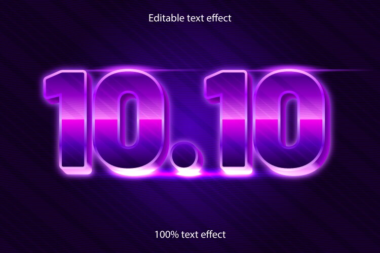 1010 editable text effect retro with neon style Vector Image
