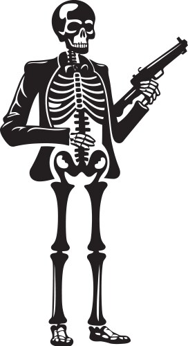 Skeletal vigilante skeleton with guns logo pistol Vector Image