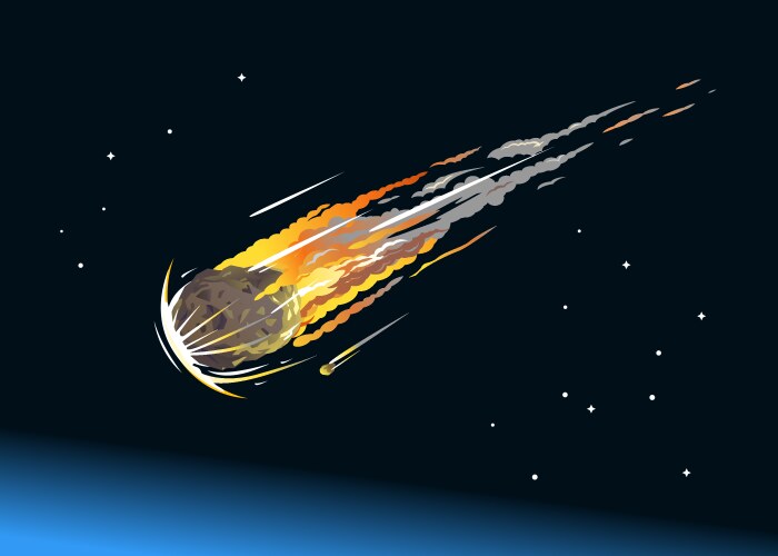 Cartoon meteorite comet asteroid set Royalty Free Vector