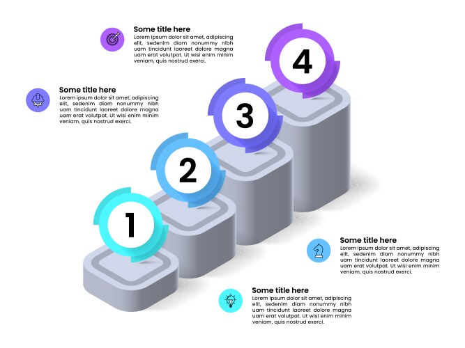 Infographic template 4 levitating stairs Vector Image