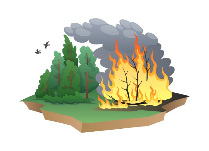 Dust storm covering village houses 2d cartoon Vector Image