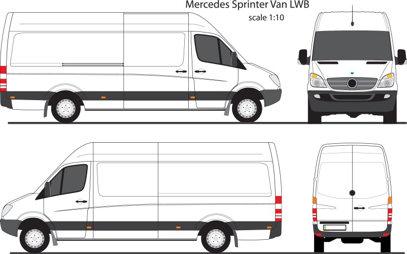 Mercedes sprinter lwb high roof van l3h2 2017 Vector Image