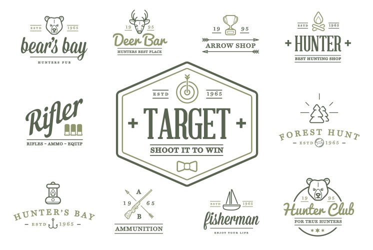 Badges labels logo design elements hunting Vector Image