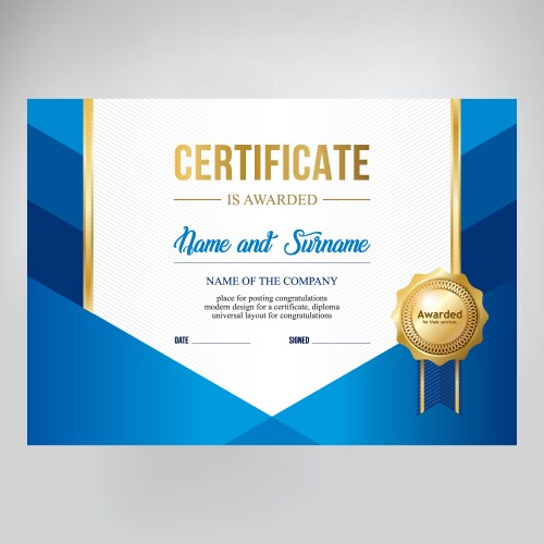 Corporate certificate design for education sports Vector Image Corporate certificate design for education sports Vector Image