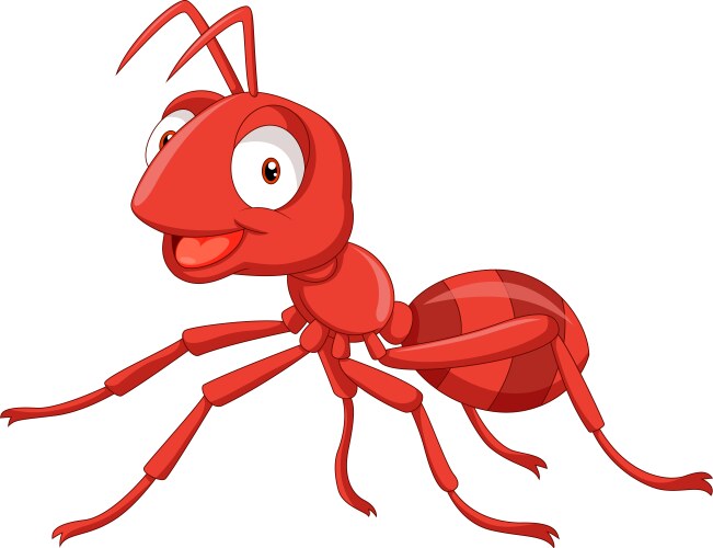 Cartoon happy ant running isolated Royalty Free Vector Image