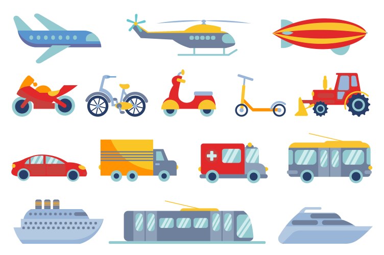 Set of cartoon transport transportation theme Vector Image
