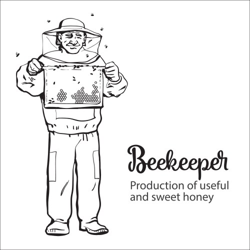 Beekeeper Inspecting Hive – Royalty-Free Vector | VectorStock
