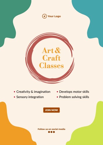 Flyer design of art and craft template Royalty Free Vector