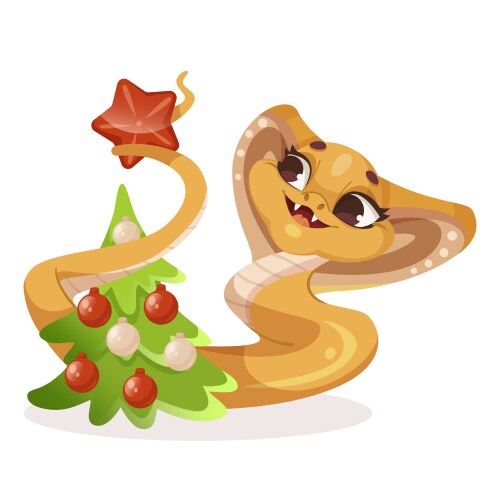 A cheerful cartoon snake popping out of gift box Vector Image