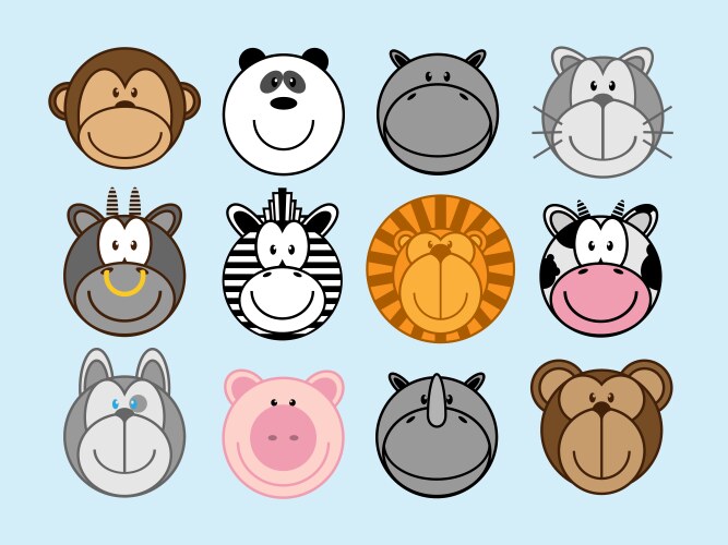 Animal heads 2 Royalty Free Vector Image - VectorStock