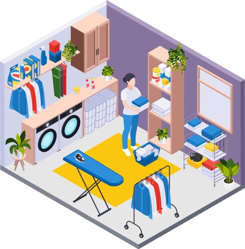 Laundry washing flowchart composition Royalty Free Vector