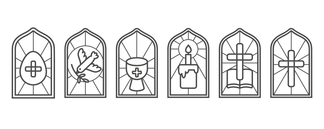 Church stained windows with religious easter Vector Image