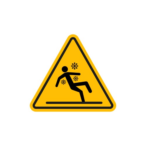 Slippery ice sign icon set caution Royalty Free Vector Image