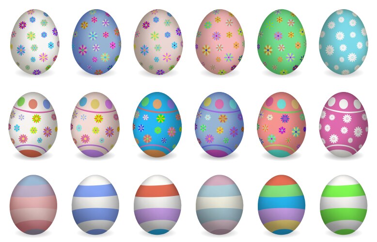 Cartoon colorful easter eggs with patterns Vector Image