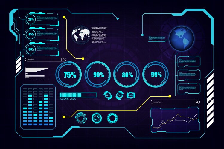 Sci fi ui hud web futuristic elements modern Vector Image