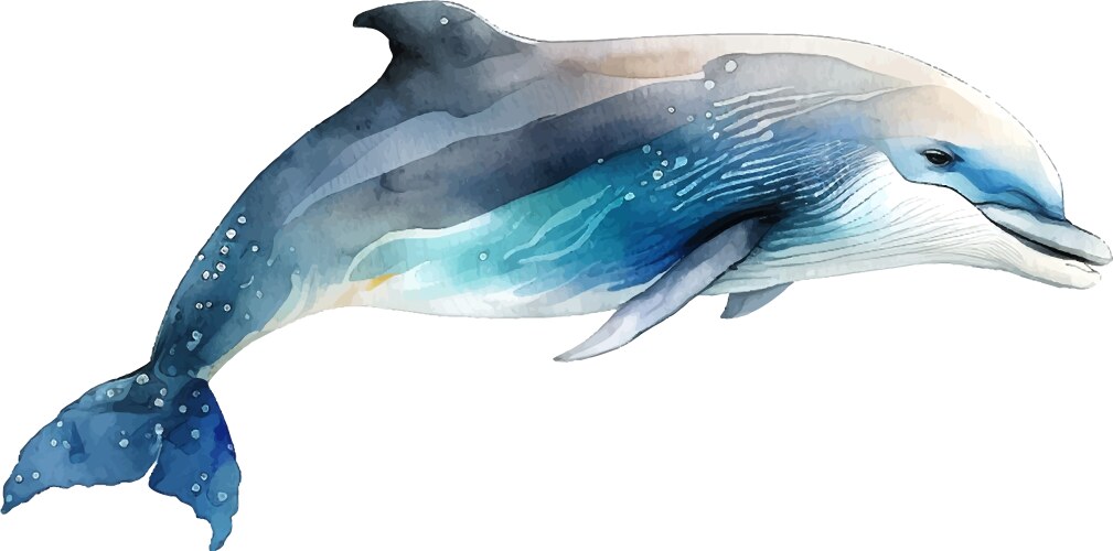 Dolphin watercolor element tattoo hand Royalty Free Vector