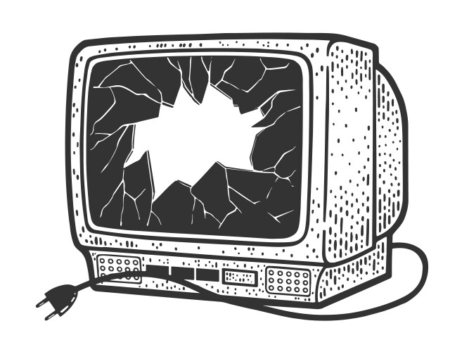 Tv retro hand draw sketch Royalty Free Vector Image