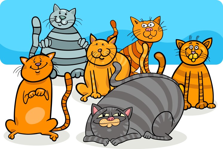 Cats animal characters at home cartoon Royalty Free Vector