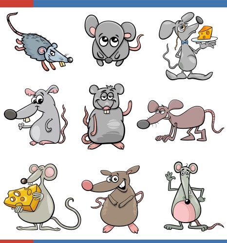 Funny cartoon mice and rats animal characters big Vector Image