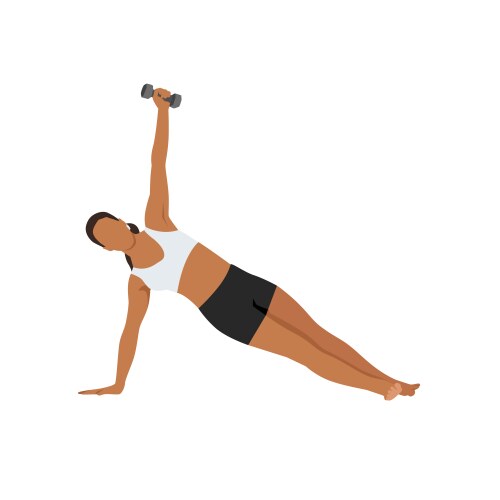 Woman doing side plank with crossed legs exercise Vector Image