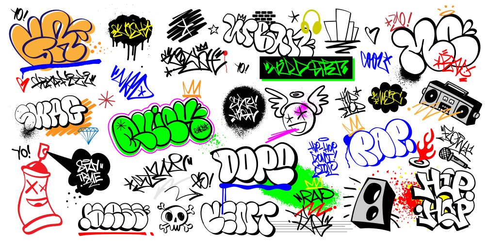 Graffiti street art objects Royalty Free Vector Image