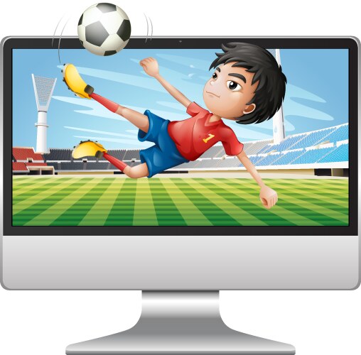 Football on tv screen Royalty Free Vector Image