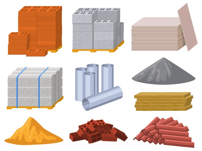 Building materials heaps construction material Vector Image