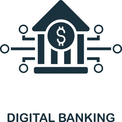 Fintech digital banking technology outline icon Vector Image