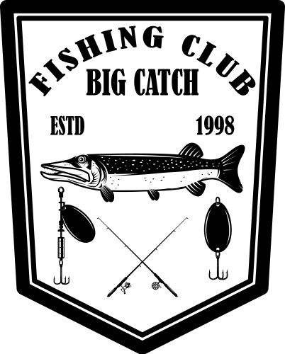 Fishing club emblem template with pike fish Vector Image