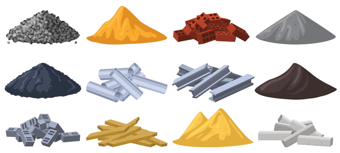 Building material piles red and lime brick Vector Image