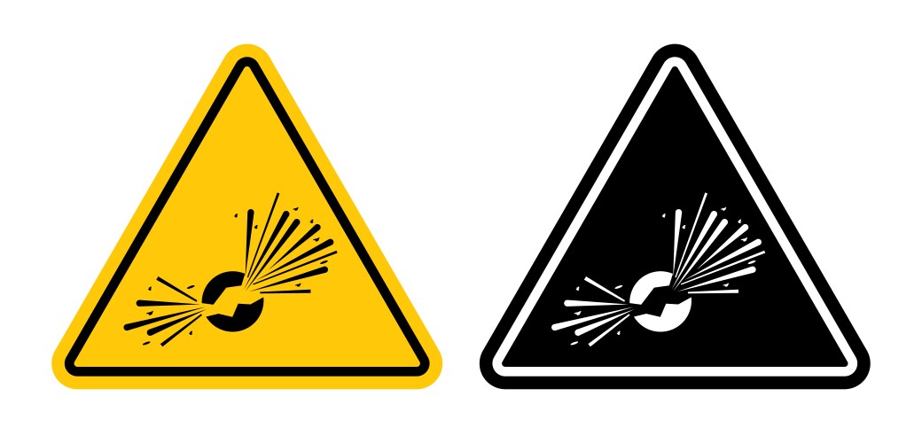 Explosive materials hazard sign icon set warning Vector Image