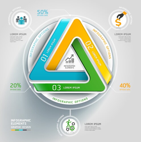 Circle diagram divided into 3 parts Royalty Free Vector